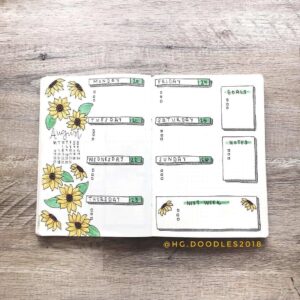 29 Sunflower Themed Bujo Spreads for Inspiration - atinydreamer