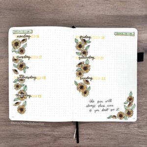 29 Sunflower Themed Bujo Spreads for Inspiration - atinydreamer